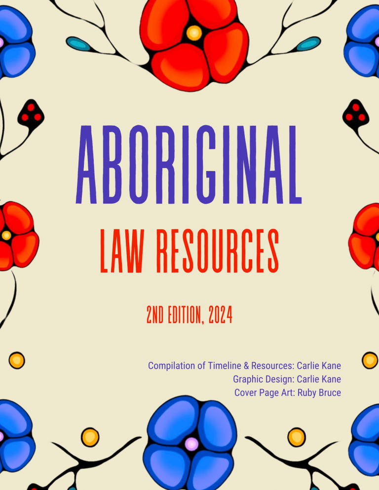 Canadian Aboriginal Law - Centre for Human Rights Research